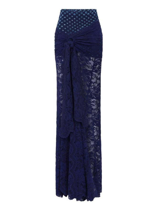 PACO RABANNE Paco Rabanne Draped Lace Maxi Skirt